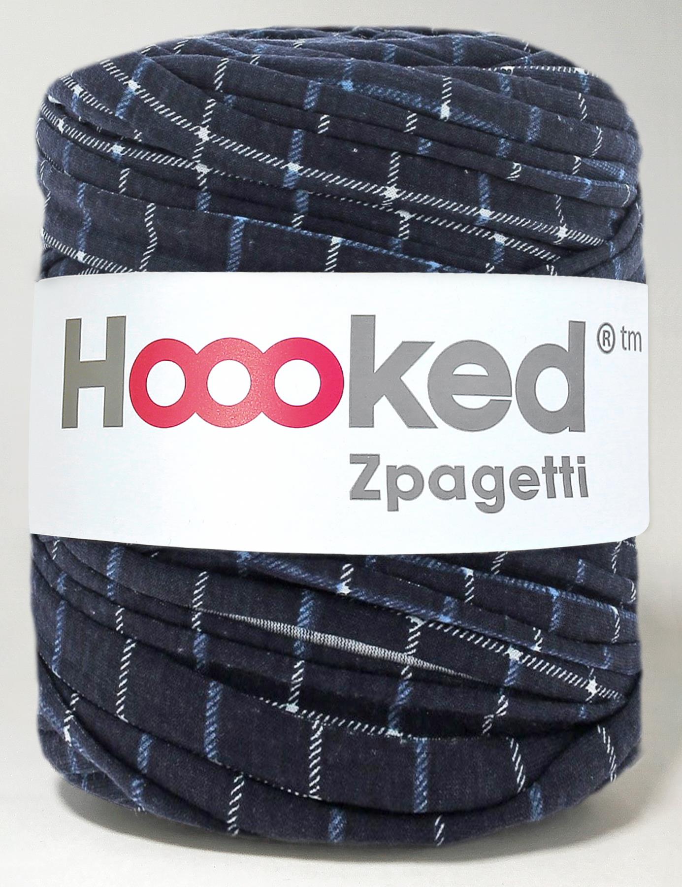 Navy and white plaid t-shirt yarn by Hoooked Zpagetti (100-120m ...