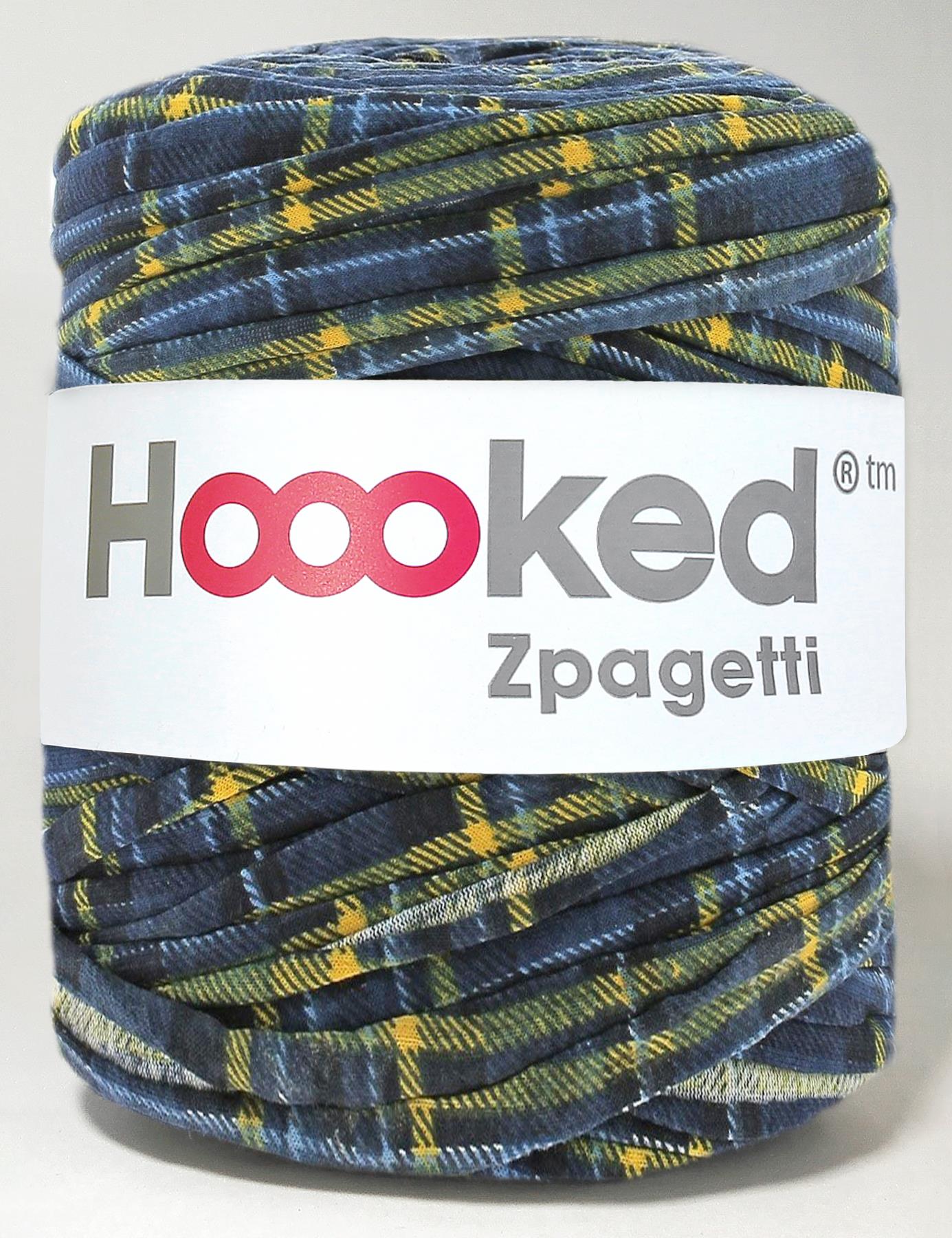 Blue and yellow plaid t-shirt yarn by Hoooked Zpagetti (100-120m ...